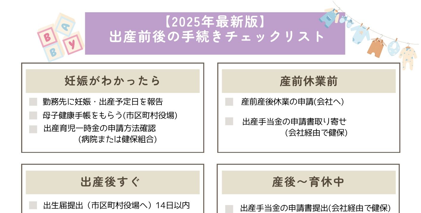 【出産前後の手続き完全ガイド】社会保険・給付金の申請チェックリスト | YuLe社会保険労務士事務所